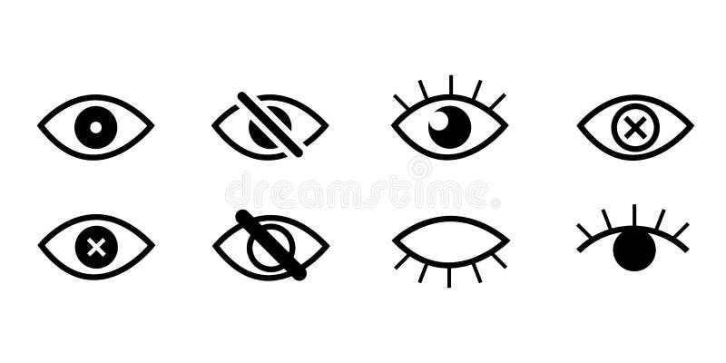 Eye Icon Set. Eyesight Symbol. Simple Eye Collection. Stock ...