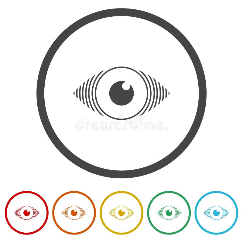 Eye Icon. Set Icons in Color Circle Buttons Stock Vector - Illustration ...