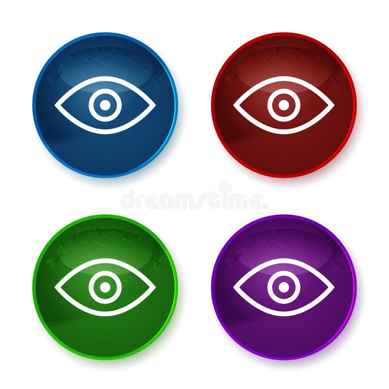 Eye Icon Shiny Round Buttons Set Illustration Stock Vector ...