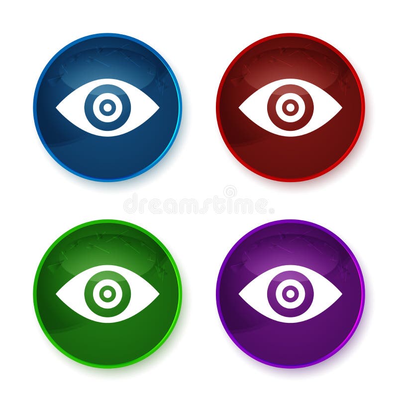 Eye Icon Shiny Round Buttons Set Illustration Stock Vector ...