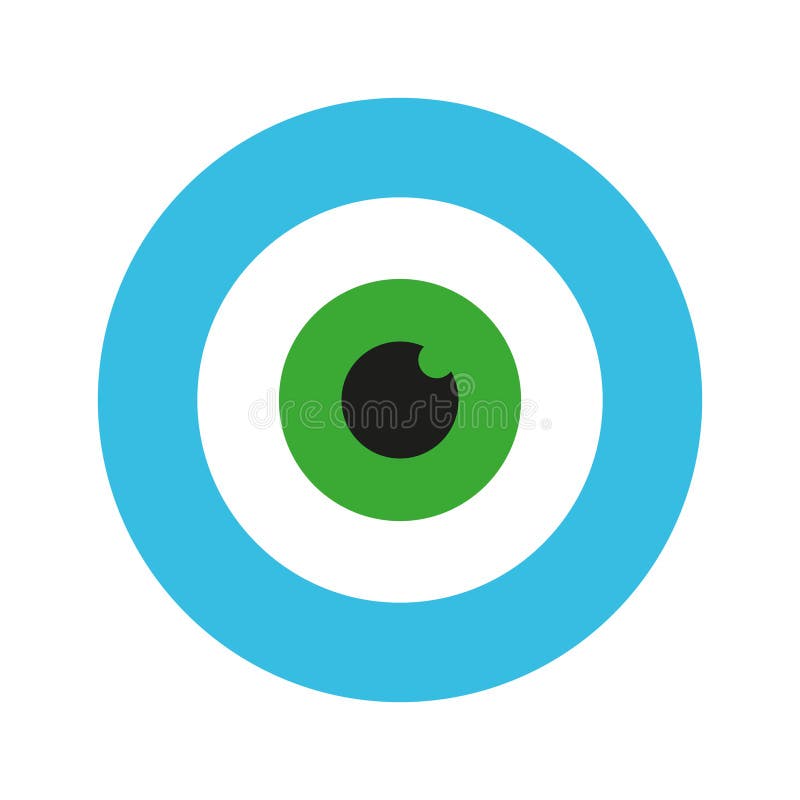 Eye Icon Vector. Blue Circle Background. Green and Black Design. Vision ...