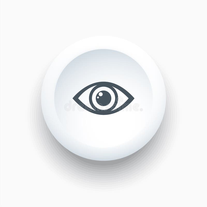 Eye Icon on a White Round Button Stock Vector - Illustration of shape ...