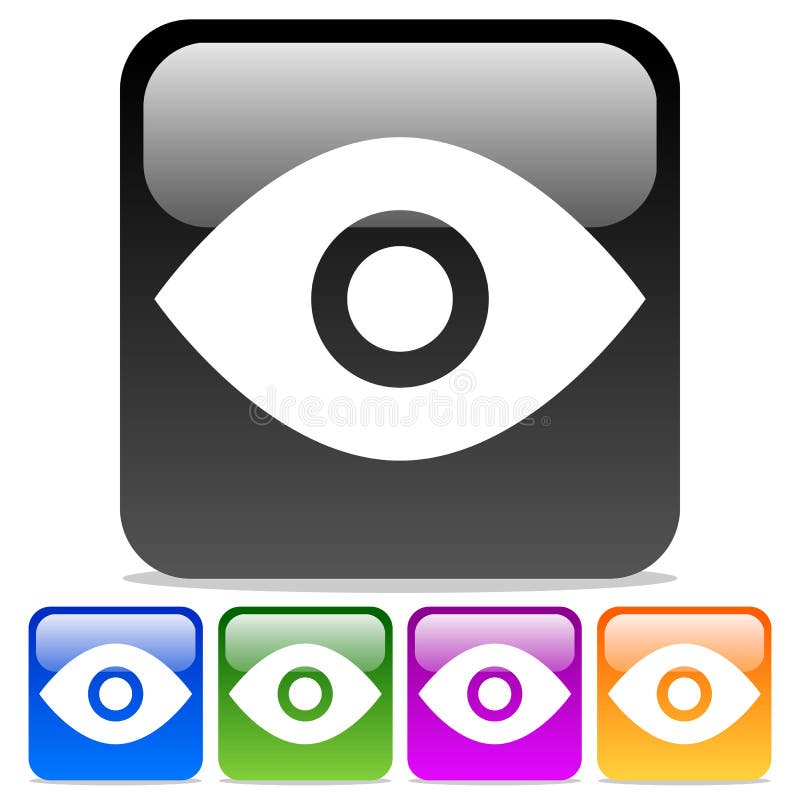 Eye Icons: Eye Symbols on Glossy Rounded Squares. Stock Vector ...