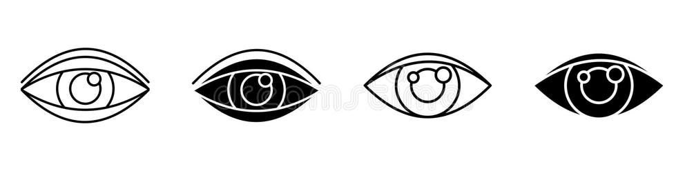 Eye Icons Versions Set in Black Flat and Line Style Stock Vector ...