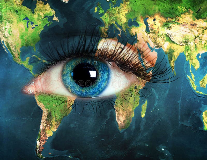 Eye Integrated with the World Map. Stock Illustration - Illustration of ...