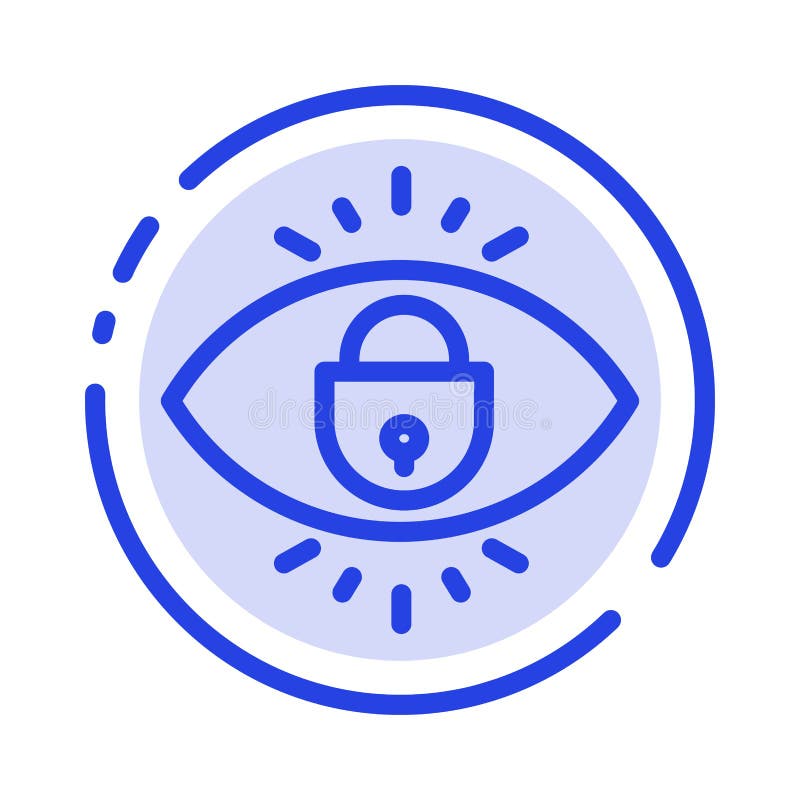 Eye, Internet, Security, Lock Blue Dotted Line Line Icon Stock Vector ...