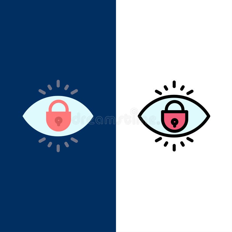 Eye, Internet, Security, Lock Icons. Flat and Line Filled Icon Set ...