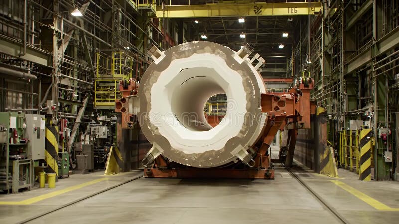 Large Cylindrical Component on Transport Platform Inside Industrial ...
