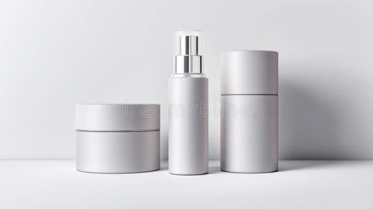 Three Elegant, Minimalist Cosmetic Bottles in a Studio Setting with a ...