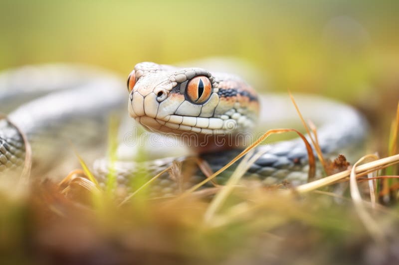 Eye-level View of Viper Slithering through Grass Stock Illustration ...