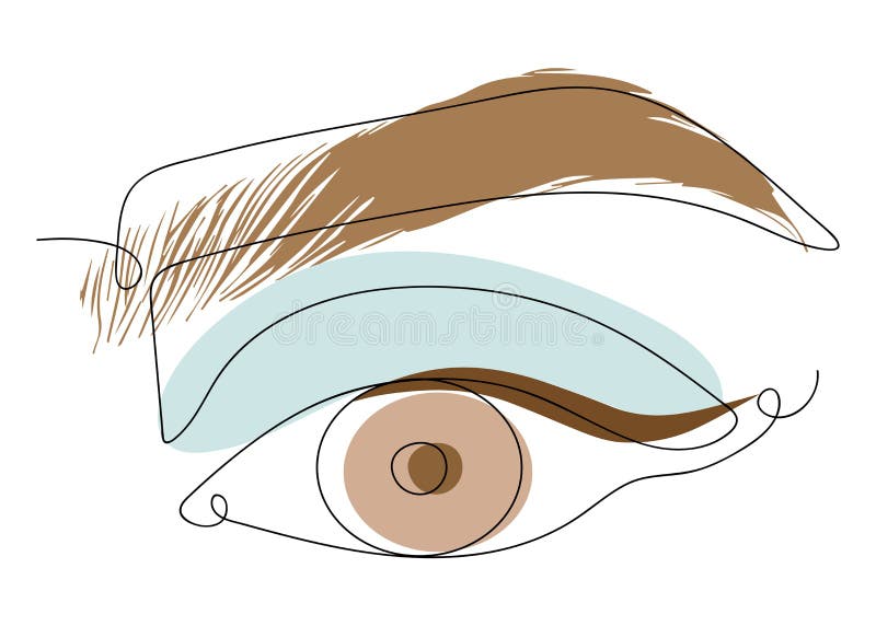 Eye Silhouette in Line Art Style. Linear Illustration with Added Color ...