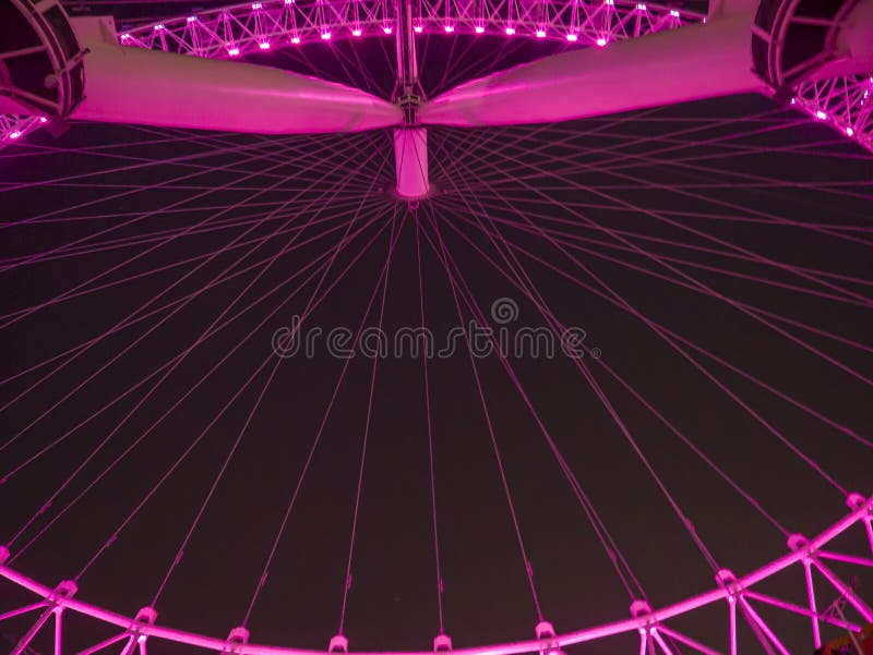 Eye of London in Pink at Night, London, UK Editorial Stock Image ...