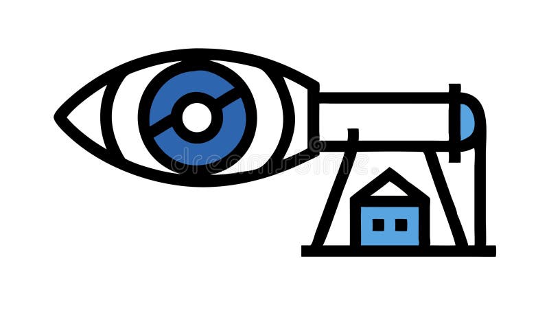 Eye Looking through a Telescope, Discovery and Observation Icon, Vector ...