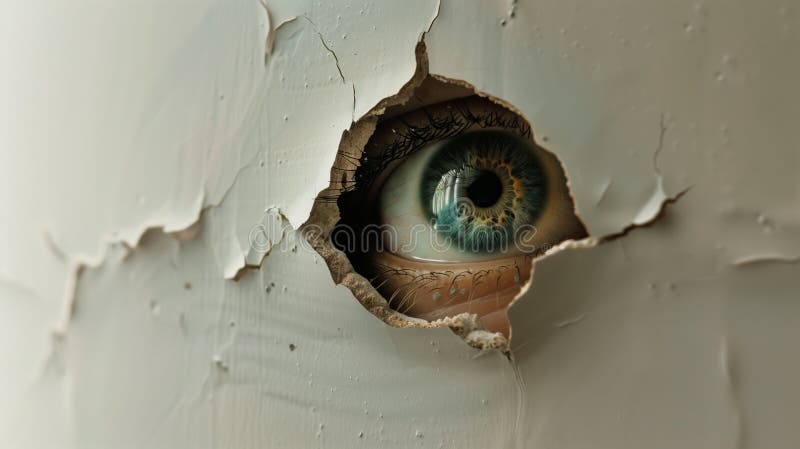 An Eye Looking through a Torn Hole in Paper or Wall. Stock Illustration ...