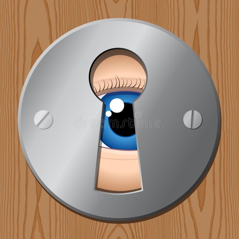 Eye Looks through Keyhole â€“ Peeping Stock Vector - Illustration of ...