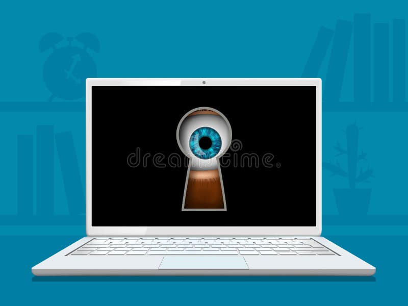 Eye Looks into the Keyhole on the Laptop Screen Stock Vector ...