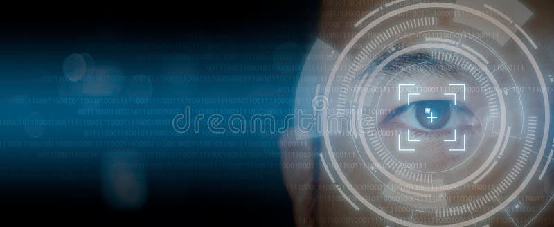 Eye of Man Technology Digital Futuristic Security. Eye Scanning Stock ...