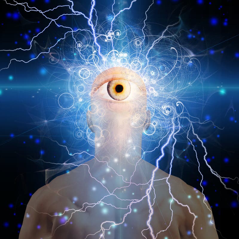 Eye on mans head stock illustration. Illustration of contemplation ...