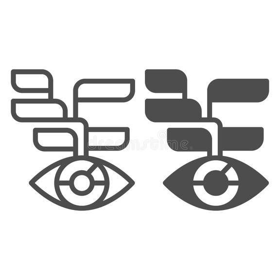 Eye with Many Dialog Bubbles Line and Solid Icon, Neural Network Concept. Vector Graphics Stock ...