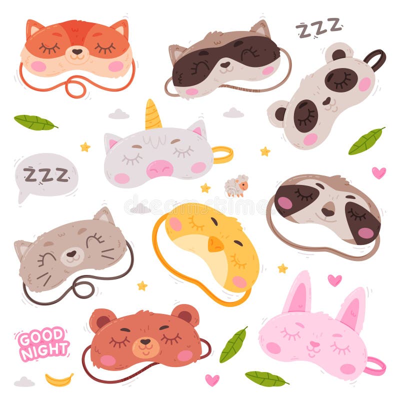 Eye Mask for Sleeping As Cloth Cover To Block Out Light Vector Set ...