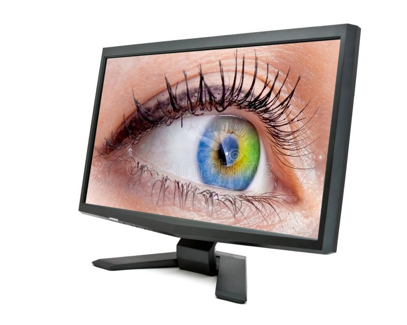 Eye in a monitor stock photo. Image of lupe, office, illegally - 40044480
