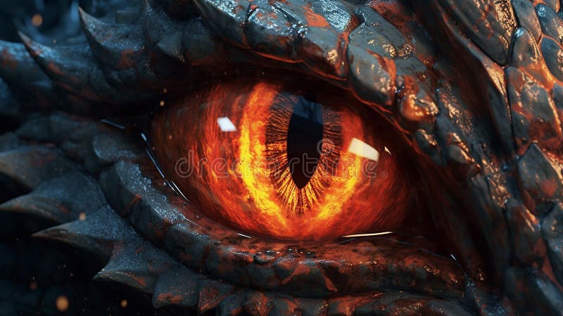 Eye of Mythological Dragon on Fire Stock Illustration - Illustration of ...