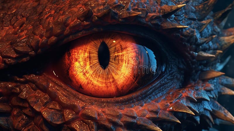 Eye of Mythological Dragon on Fire Stock Illustration - Illustration of ...