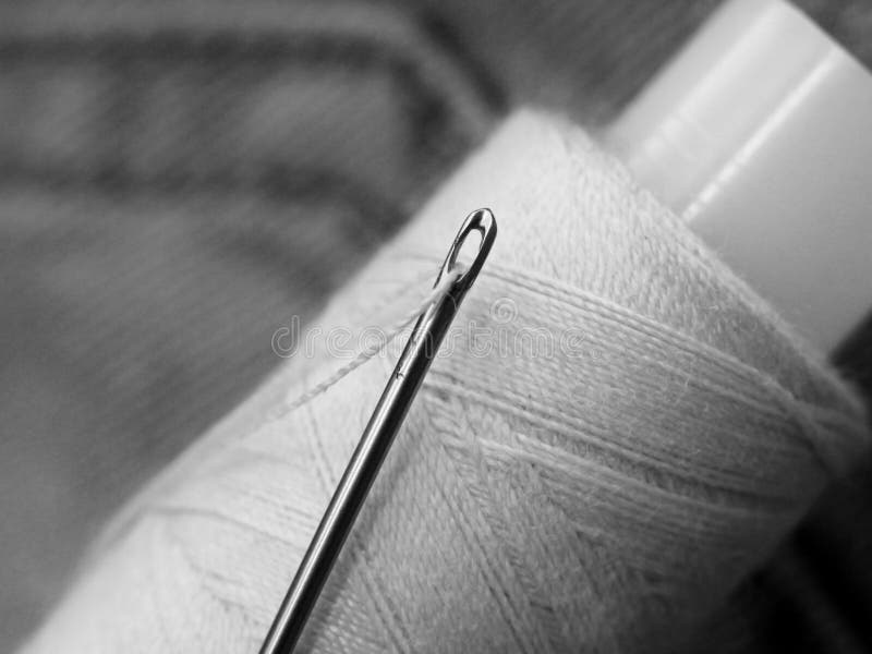 Eye of a Needle with Thread Close Up Stock Photo - Image of macro ...