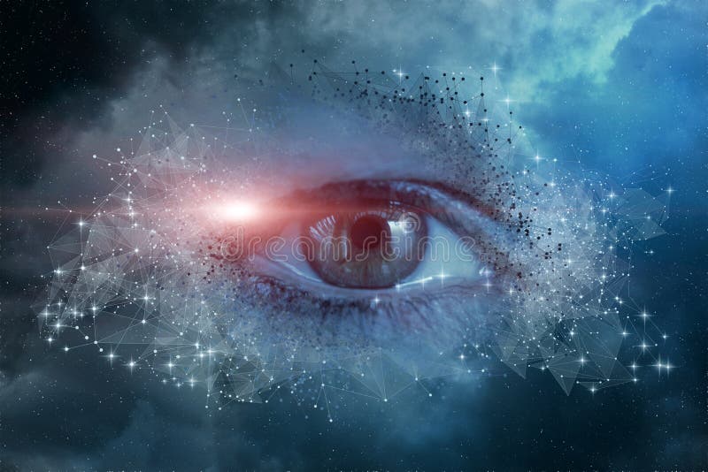 Eye in the of a Network on the Background of Outer Space Stock Image ...