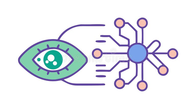 Eye and Neural Network, AI Vision, Data Processing, Robotics, Vector ...