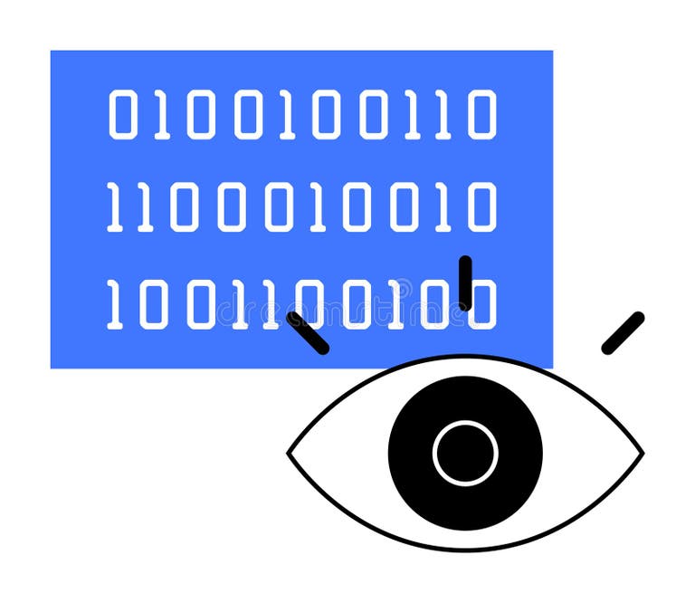 Eye Observing Binary Code and Digital Concepts in a Minimalistic Style Stock Vector ...