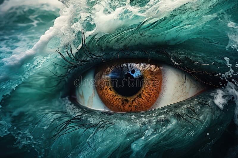 .Eye in ocean waves stock illustration. Illustration of banner - 293898672