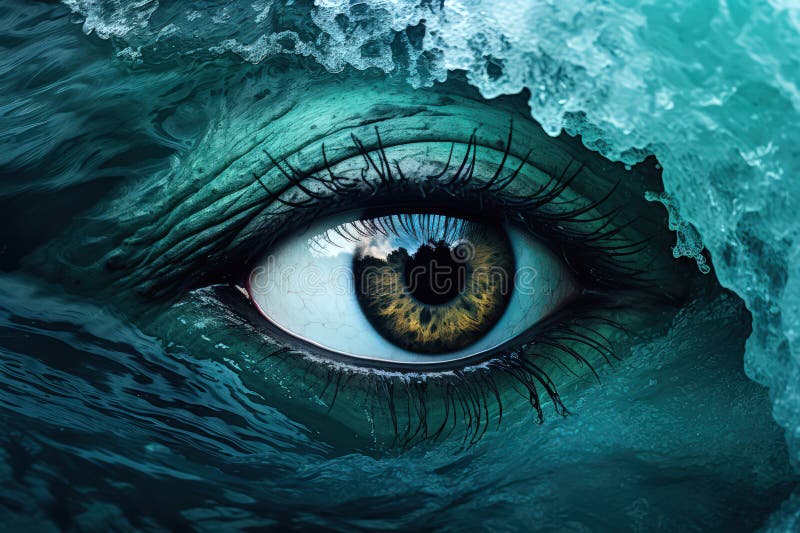 .Eye in ocean waves stock illustration. Illustration of nature - 293898683