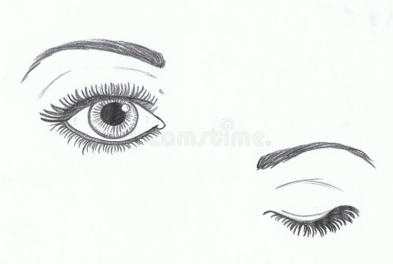 Eye open and closed eye stock illustration. Illustration of pupil ...
