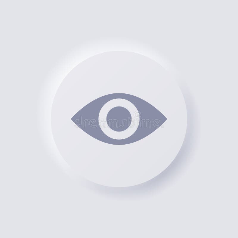 Eye Opener Button Icon, White Neumorphism Soft UI Design. Stock Vector ...