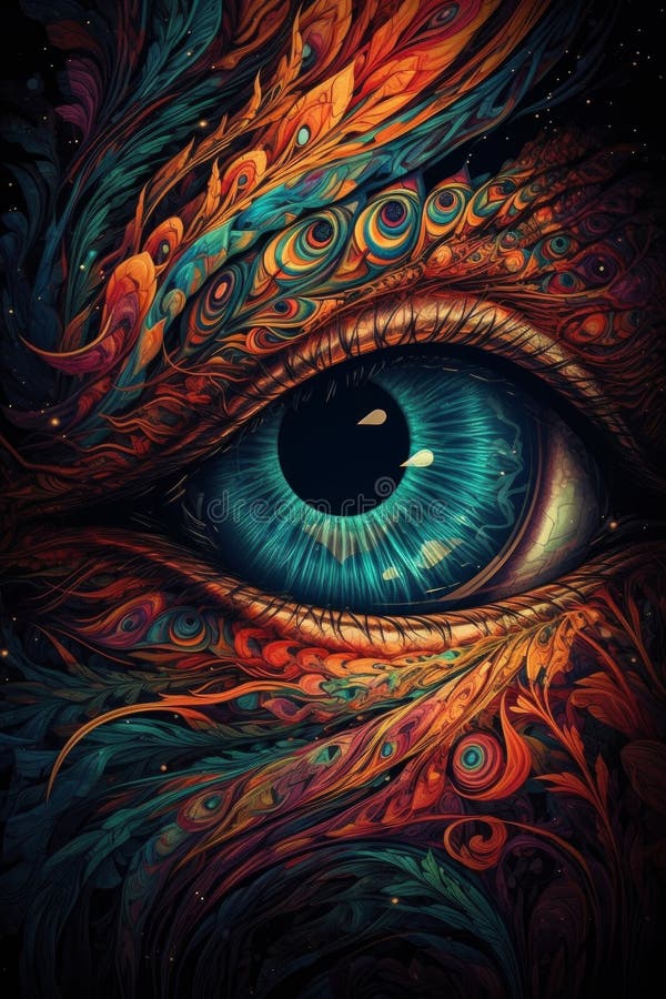 An Eye with an Orange Flame on it, in the Style of Psychedelic ...