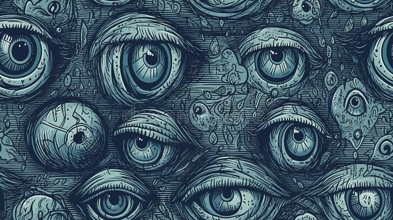 Eye Pattern Illustration, Surreal and Observing, Macabre Themed Artwork ...