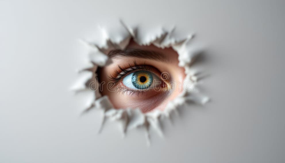 Eye Peeking through a Hole, White Background Stock Illustration ...