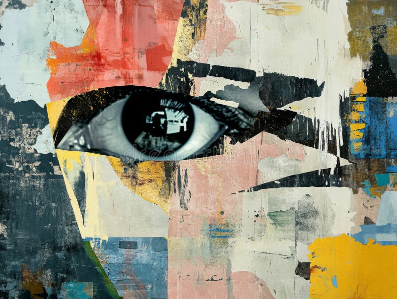 An Eye Peeking through Torn Layers of Abstract Art Stock Illustration ...
