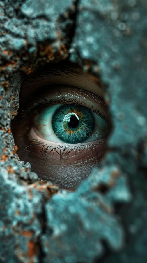 Eye Peering through a Textured Opening Stock Image - Image of vivid ...