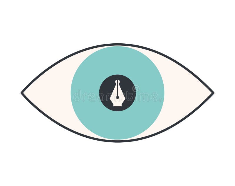 Eye with pen stock vector. Illustration of accessory - 215951734