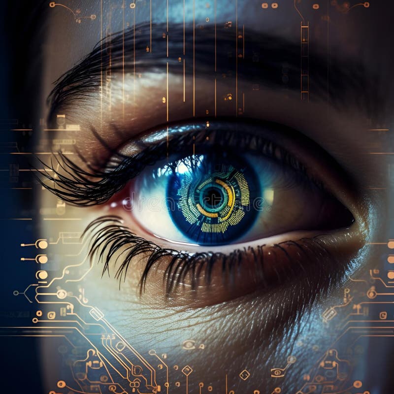 The Eye of a Person with a Computer Circuiting Pattern Behind Them ...