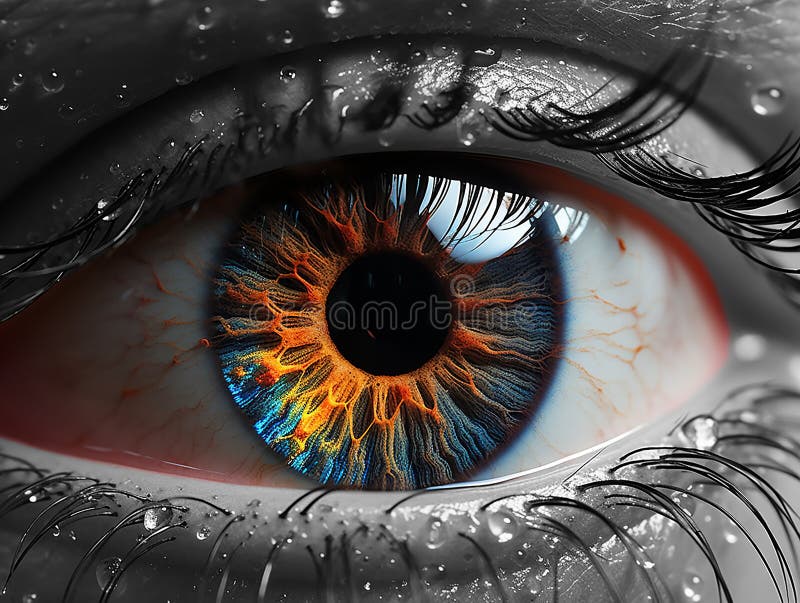 Eye of the Person in Grey Toner and Colored Eye Closeup View by ...