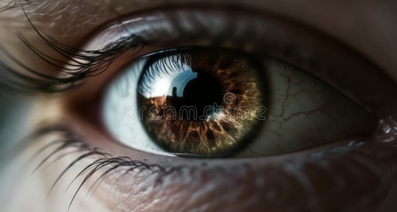 Eye of a Person with a Reflection of a Building in the Iris Stock ...