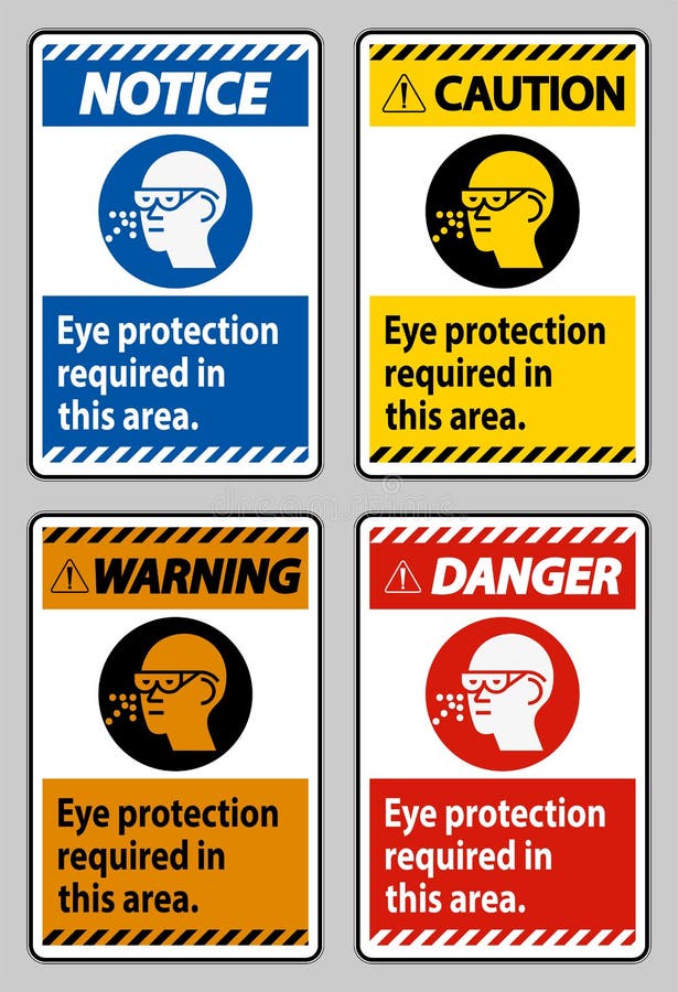Eye Protection Required in this Area on White Background Stock Vector ...