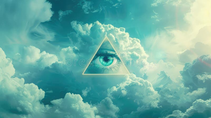 Eye of Providence in the Blue Cloudy Sky. All-seeing God S Eye Stock ...