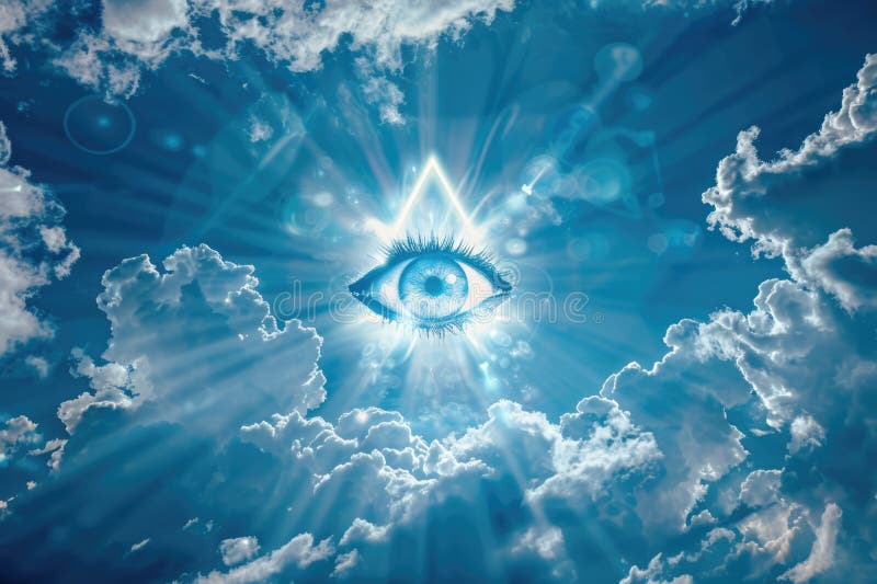 Eye of Providence in the Blue Sky. All-seeing God S Eye Stock ...