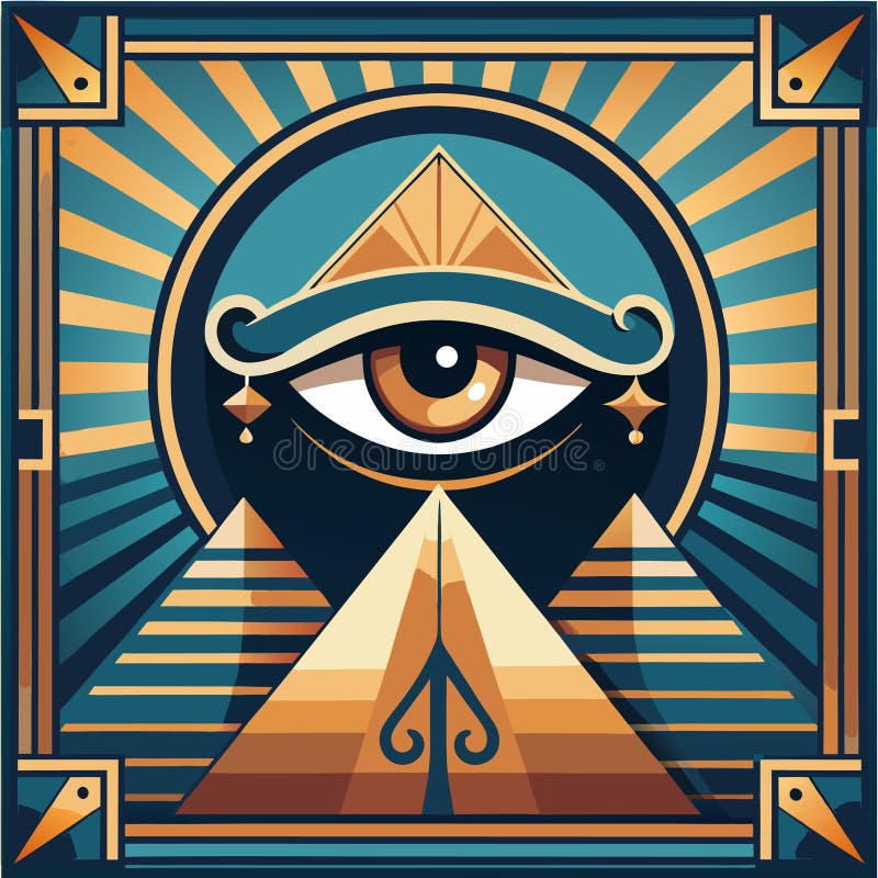 Eye of Providence with Pyramids in an Abstract Style Featuring Rays and ...