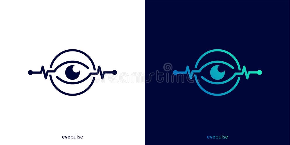 Eye Pulse Logo. Eye Ball and Pulse with Lineart Outline Style Stock ...