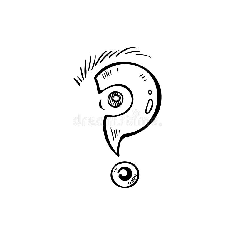 Eye Question Mark Drawing, Eyebrow Vector Illustration Hand Drawn Stock ...